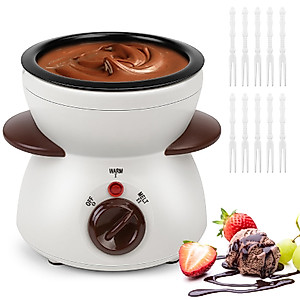 Mini Chocolate Melting Pot, Chocolate Fondue Fountain, 8.79OZ Warmer Machine for Milk Chocolate, Cheese, Butter, Candy (White)