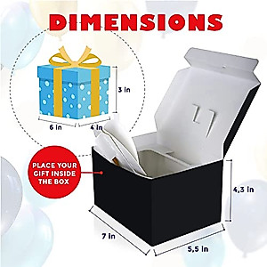 FETTIPOP DIY Exploding Birthday Gift Box (Black Premium) Confetti Pop up 7.1x5.5x4.3 inches, Surprise Prank Box
