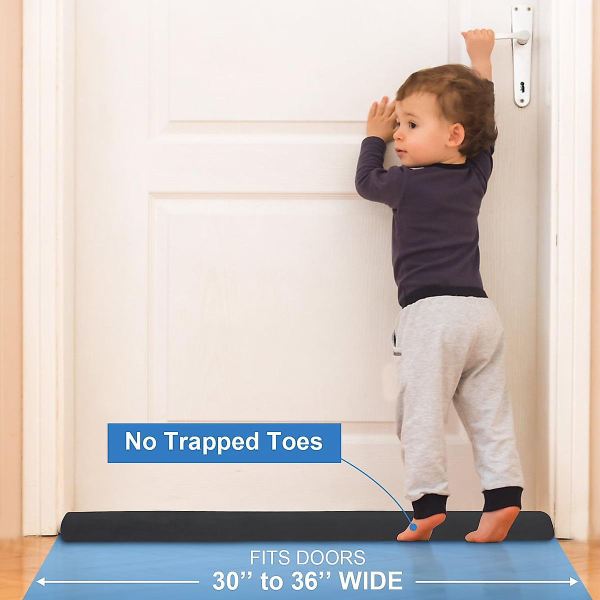 DCUINS Door Draft Stopper, 36 Inch Under Draft Guard Noise Blocker, Seal Bottom of Doors 30'' to 36'' Gap Filler up to 1.7'' Front Door Sweep, Machine Washable, Black