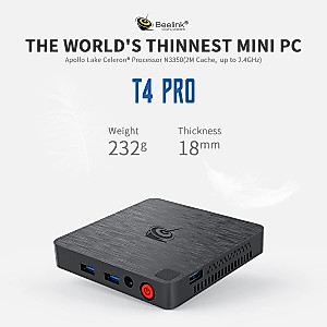 Beelink N3350 Processor (up to 2.4GHz), T4 Pro Mini PC, 4GB+64GB eMMC Mini Desktop Computer, 2.4G+5.8G WiFi, Gigabit Ethernet, BT 4.0, 4K@30Hz, Dual HDMI