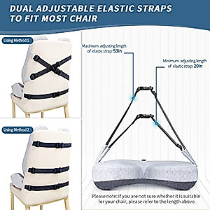 Memory Foam Seat Cushion & Lumbar Support Pillow for Office Chair Car Wheelchair, 3 Piece Chair Cushion Set with Adjustable Straps for Lower Back, Tailbone, Sciatica, Hip Pain Relief, CertiPUR-US