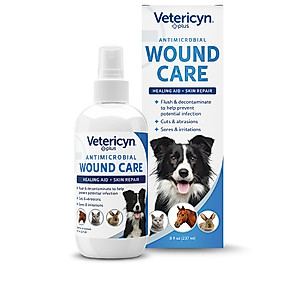 Vetericyn Plus Dog Wound Care Spray | Healing Aid and Skin Repair, Clean Wounds, Relieve Dog Skin Allergies, Safe for All Animals. 8 ounces