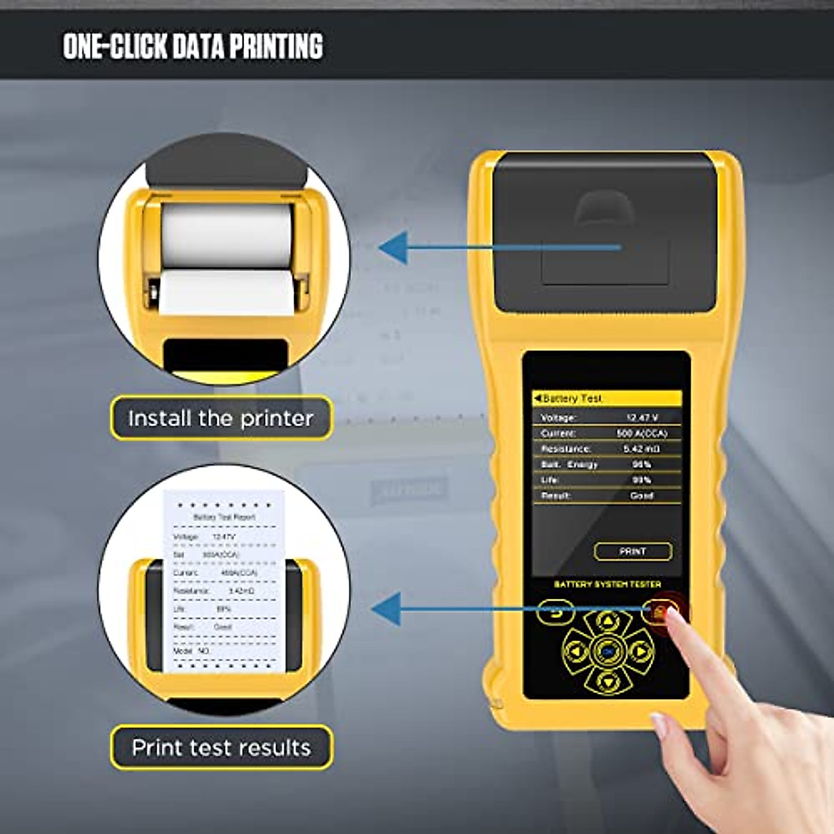 QPKING Automotive Battery System Testers BT760 6-32V Car Battery Anaalyzer 30-2000 CCA Battery Load Tester for Vehicles Heavy Duty Trucks Motorcycles with 3 Rolls Printer Paper