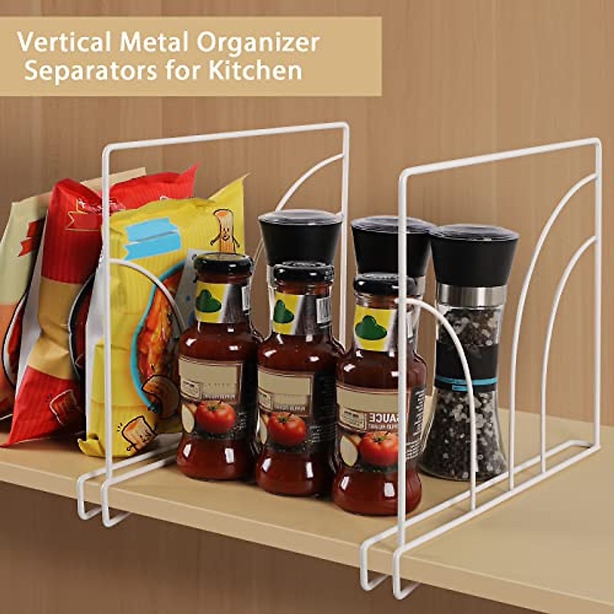 smusei Shelf Dividers, 12 PCS Closet Shelf Organizer Vertical Metal Wire Shelf Divider Separators for Wood Shelves Wardrobe Cabinets Kitchen Office Bathtoom Sweater, White