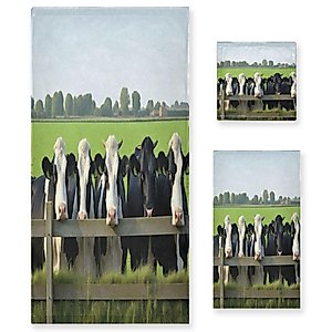 Flradish Funny Cows Towels 3 Pack Bath Towels for Bathroom Set Soft Cotton Highly Absorbent Lightweight & Quickdry Towel Set 1 Bath Towel,1 Hand Towel,1 Washclothe