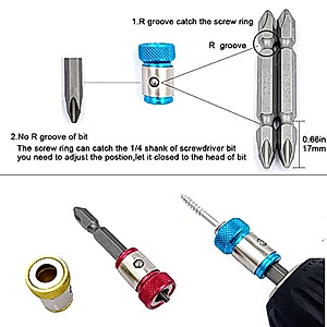JFOGO 6 Pieces Magnetic Screw Ring With 2 Pieces Ph2 Screwdriver Bit Set,Magnetizer Screw Removable For 1/4 Inch/6.35mm Hex Screwdriver and Power Bits (MIX)