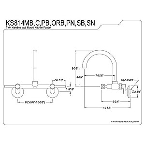 Kingston Brass KS814MB Concord Kitchen Faucet, 7-1/16" in Spout Reach, Matte Black