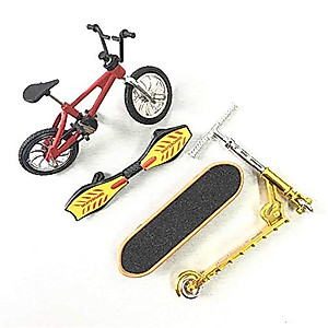 CAOREN Mini Scooter Two Wheel Scooter Children's Educational Toys Finger Scooter Bike Fingerboard Skateboard Fingerboards wi Replacement Wheels and Tools for Kids As Gifts