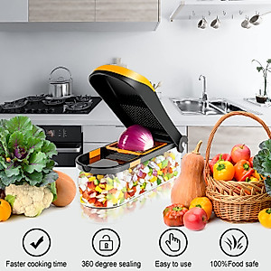 Vegetable chopper 19 in 1, Multifunctional Veggie, Onion & Food chopper, Dicer, cutter With Container With Resistant Glove, Peeler, 9 Blades