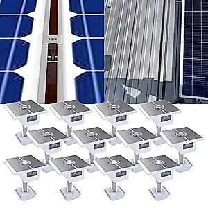 Copgge Solar Panel Middle Clamps Aluminium Solar Panel Mount Mid Clips Solar Panel Center Clamp Solar Mounting Bracket Roof Mount Clamps Solar Rail Mounting System Install Hardware (30mm Pack of 12)