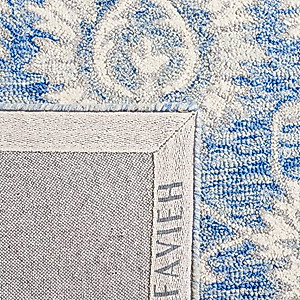 SAFAVIEH Micro-Loop Collection Area Rug - 8' x 10', Blue & Ivory, Handmade Wool, Ideal for High Traffic Areas in Living Room, Bedroom (MLP536M)