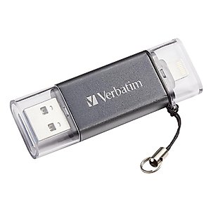 Verbatim 64GB Store ‘n’ Go Dual USB 3.0 Flash Drive for Apple Lightning Devices - Graphite