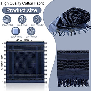 Mumufy 9 Pcs Shemagh Scarf Men Military Shemagh with Tassel Arab Cotton Shemagh Tactical Scarf Head Neck Wrap Shawl for Women Motorcycle Camping Hiking Winter, 43'' x 43''