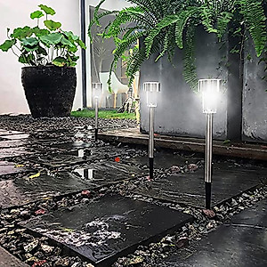 K JINGKELAI Solar Outdoor Lights Pathway, 16 Pack Stainless Steel Solar Lights Outdoor Waterproof LED Light Landscape, Solar Garden Lights for Yard Lawn Walkway Driveway (Cold White)
