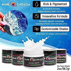 Eye Candy White Resin Pigment Paste"Satori White" (3 oz Paste / 4 oz Jar) | Create Cells and Lacing | Epoxy, Resin Art Paste | Highly Pigmented
