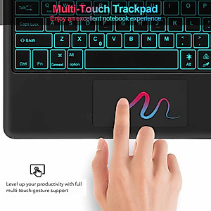Samsung Galaxy Tab S8 Plus/S7 FE/S7 Plus 12.4 inch Keyboard Case, Smart Touchpad with S Pen Holder, 7 Color Backlit and Detachable Wireless Keyboard Cover, for Tab S7 FE 2021/S7+ 2020/S8+ 2022, Black