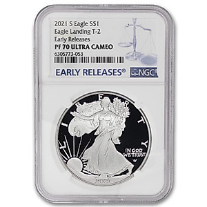 2021 S 1 oz Proof American Silver Eagle PF-70 Ultra Cameo (Early Releases - Type 2) $1 NGC PF70UCAM