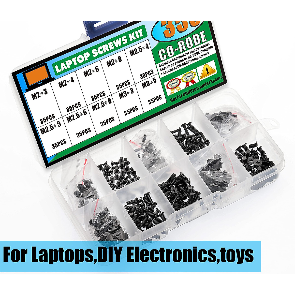 CO RODE 350 Pieces M2 M2.5 M3 Laptop Screws, Notebook Computer Replacement Screws Kit Set for IBM HP Dell Lenovo Samsung Sony Toshiba Gateway SSD Hard Disk SATA