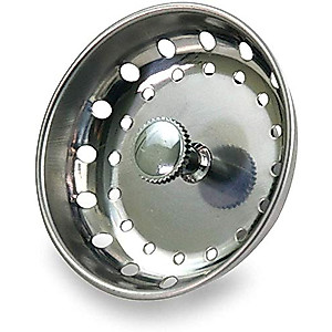 Highcraft 97333 Kitchen Sink Basket Strainer Replacement for Standard Drains (3.25 Inch) Chrome Plated Stainless Steel Body With Rubber Stopper, 3.25"