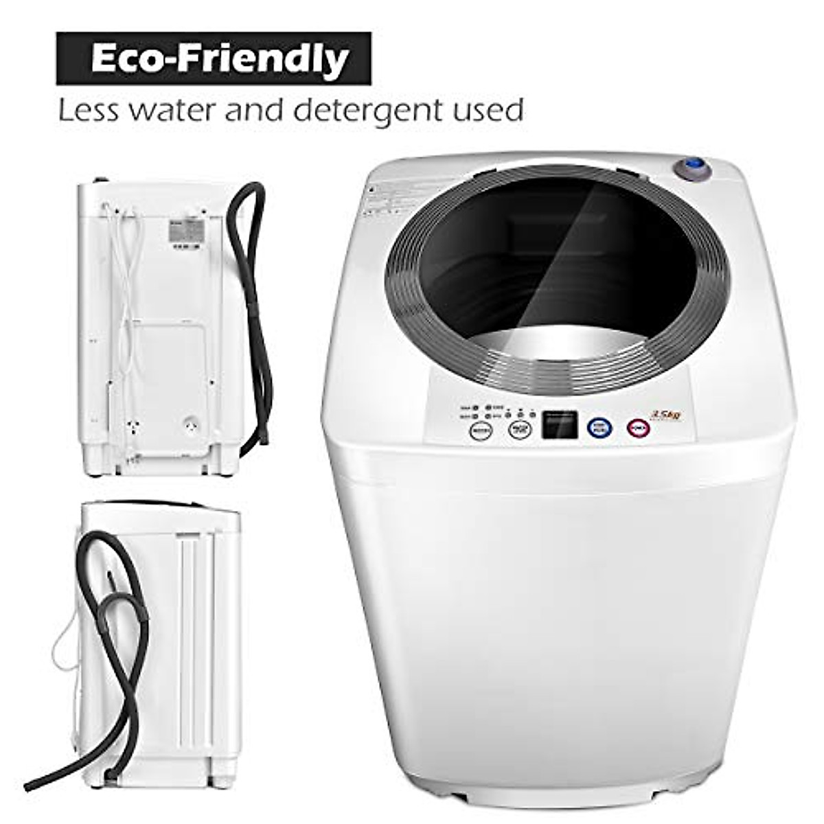 Giantex Portable Washing Machine, Full Automatic Washer and Dryer Combo, with Built-in Pump Drain 8 LBS Capacity Compact Laundry Washer Spinner for Apartment RV Dorm