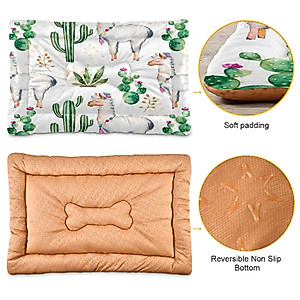 YETTASBIN Cute Llama Crate Pet Bed, Portable Washable Dog Cat Mat, Soft Comfortable Pet Mattress with Non-Slip Bottom for Dogs Cats Sleeping, 24 x 18 Inch