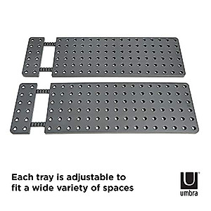 Umbra Peggy Kitchen Cupboard, Shelf and Drawer Organizer Tray - Adjustable Storage System For Food Containers, Cookware, Serveware, Utensils and More (Set of 2)