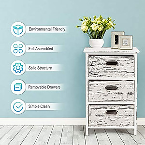 Giantex Storage Drawer Units W/ 3 Fabrics Storage Drawers and Wood Frame, Multiple Dresser Cabinet Chest Organizer Bins for Living Room, Bedroom Sofa Side End Table Vertical Dresser Storage Tower (1)