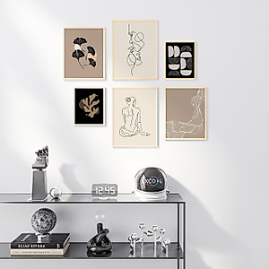 EXCOOL CLUB Black Beige Wall Art - 12x16 Neutral Beige Room Decor Aesthetic Pictures, Abstract Minimalist Wall Art, Modern Boho Art Prints Gallery Abstract Painting for Home Bedroom (UNFRAMED)