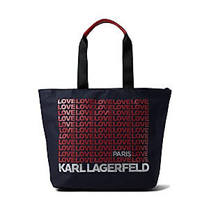 Karl Lagerfeld Paris Womens Kristen tote handbags, Logo Line Blue, One Size US