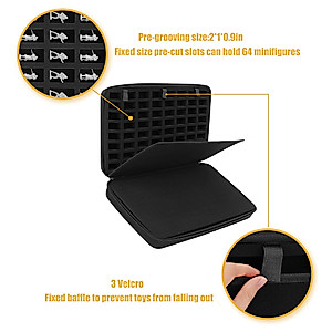 Brappo Miniature Storage Carrying Figure Case -Figurine Minature Carrying Case,Compatible with Warhammer 40k, Dungeons & Dragons and More.With 64 Slot Sponge and Pre-Cut Customizable Space Sponge.