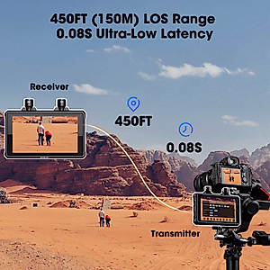 Hollyland Mars M1 [Official] 5.5” Camera Field Monitor Video Transmitter Receiver HDMI SDI Transmission System, 1000nit 3D LUT LCD Touch, 450FT Range 0.08s Latency, 2 Set