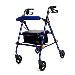 Rollators 4 Wheel with Seat Folding Lightweight, Folding Rollator with Seat and Basket, Rollator Walker for Elderly Adjustable, Disability Aids Walkers, Mobility Walkers 4 Wheels,Load weight 220lbs,Bl
