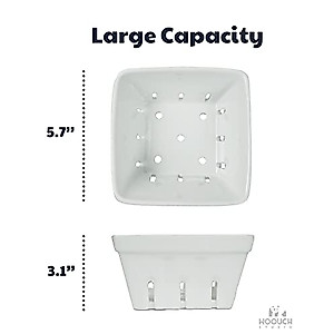 Woouch Ceramic Berry Basket, Square Fruit Bowl With Holes, 5.7" Colander For Kitchen, Cute Small Container For Berries, Strawberry, Grape, Cherry, Rustic Stoneware Décor (White)