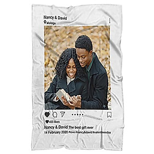 Personalized Official Social Media Post Style Blanket, Custom Name & Text Blanket Gifts for Him Her Men Women, Anniversary Ideas with Photo Throw Blankets