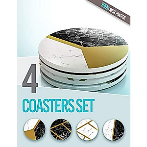 Set of 4 Fancy Absorbent Stone Coasters for Bars and Tables in Nude Colours