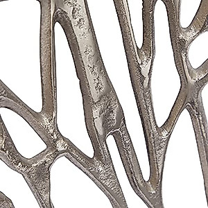 Deco 79 Aluminum Coral Inspired Wall Decor, Set of 2 10"W, 34"H, Silver