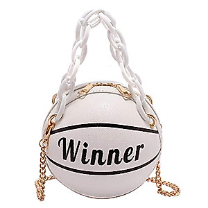 KUANG! Women's Basketball Shaped Mini Chain Purse Shoulder Messenger Handbags Handle Tote Cross Body bags For Girls
