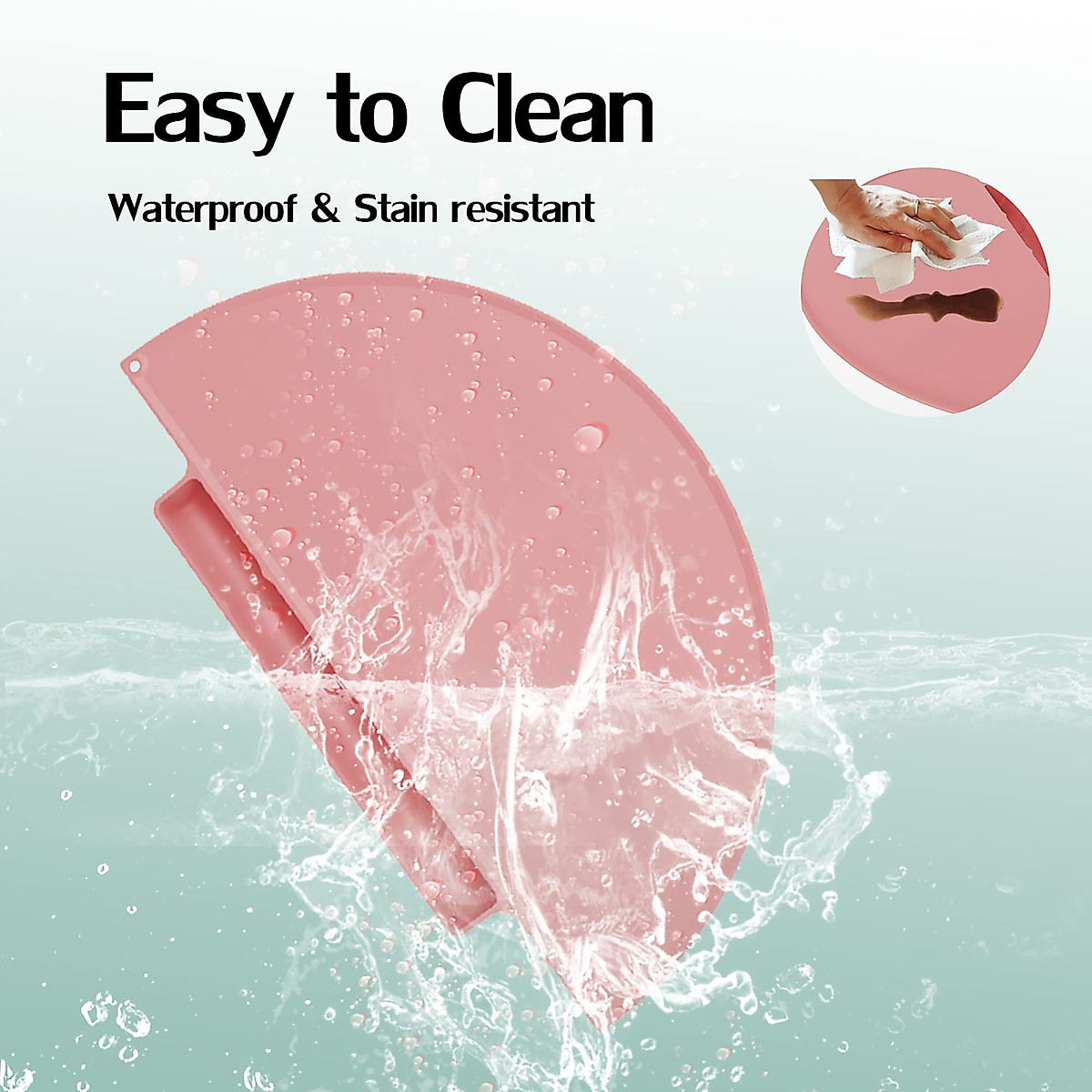 Silicone Toddler Placemats, Food Catching Baby Placemats for Kids Toddler Children Reusable Baby Food Mats for Restaurant, 2Pack,Baby Blue/Pink