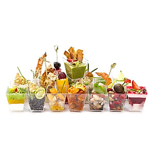 Dessert Cups Clear Square Plastic Mini Cube 2oz Shot Glass Pack of 40