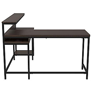 Signature Design by Ashley Camiburg Modern L-Shaped Home Office Desk, Warm Brown