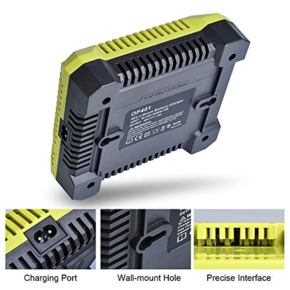 KUNLUN OP401 40-Volt Lithium-Ion Battery Charger for Ryobi 40V OP4050A OP4026 OP40601 OP4040 OP4030 OP4015 OP40201 Li-ion Battery