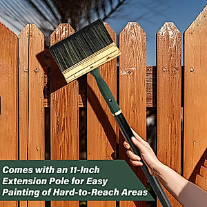 KINGORIGIN Deck Stain Brush, 7 Inch Paint Brush, Quick Deck Brush with Threaded Handle for Extension Use, Paint Brushes for Walls, Stain Brushes for Wood, Fence and Furniture