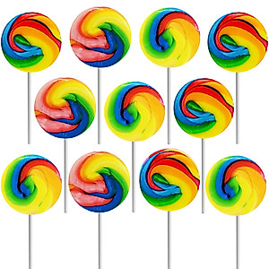 The Dreidel Company Rainbow Swirl Lollipop, Mixed Fruit Flavor, Individually Wrapped, 1.5" Inch Swirl Pop (24-Pack)