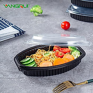 YANGRUI To Go Containers, Shrink Wrap 30 Pack 18oz Leak Proof Reusable Machine Washable Meal Prep Container BPA Free Microwave Freezer Safe Take Out Containers