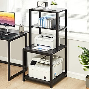 GreenForest L Shaped Desk 47 inch Reversible Corner Gaming Computer Desk with Storage Shelves and 49.2 inch Large Tall 4 Tier Printer Stand with Storage Shelf