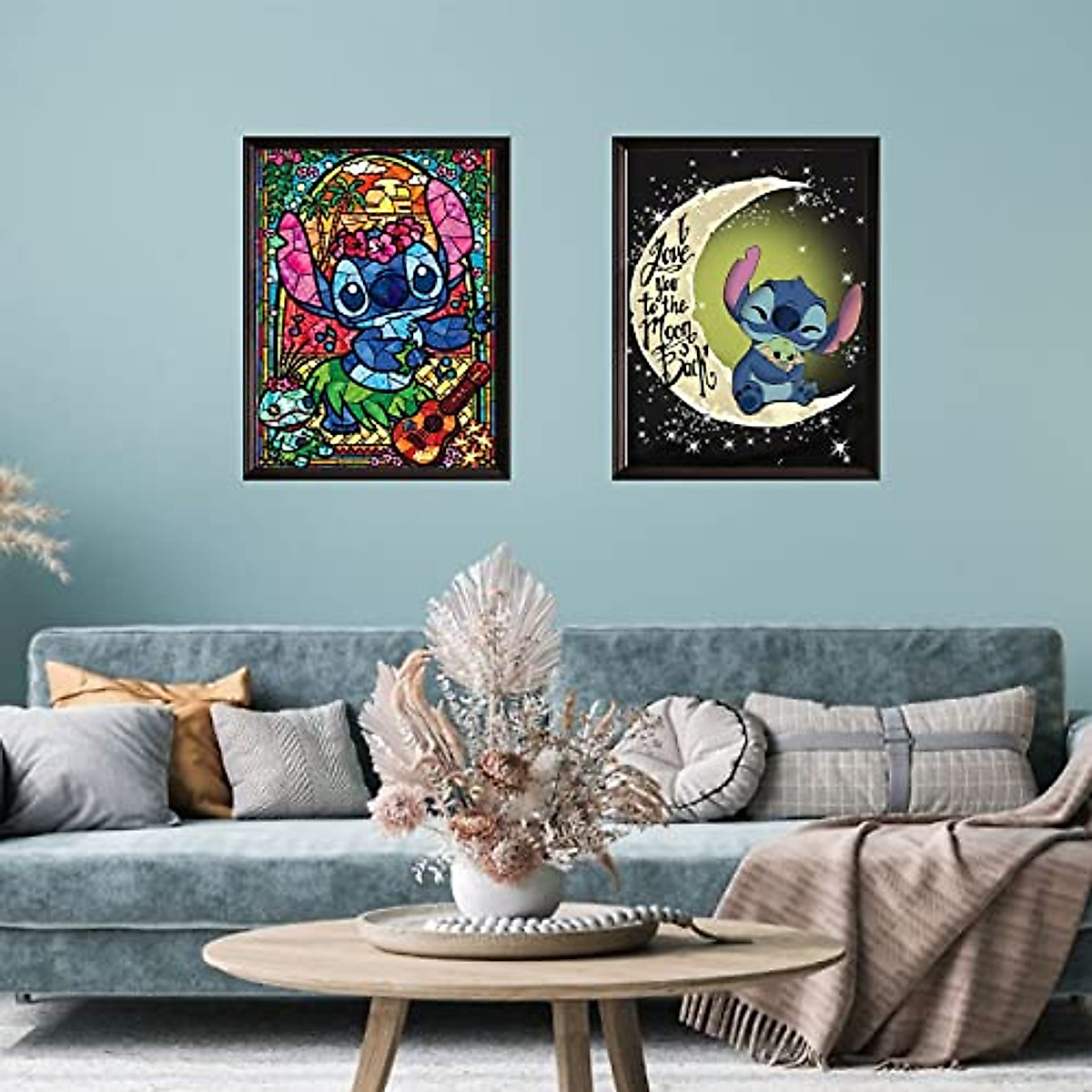 hkejoi Stitch Diamond Painting Kits for Adults,Stitch Diamond Art Kits,DIY 5D Stitch Gem Art Kits for Adults & Kids,Home Wall Decor and Gifts 12x16in