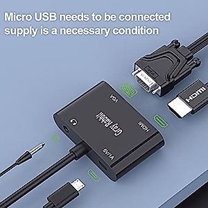 Gray Rabbit HDMI to VGA HDMI,1080P HDMI to VGA HDMI Adapter(Male to Female) with Audio Support. for Computer, Desktop, PC, Monitor, Projector, HDTV, Chromebook, Xbox and More,Need Supply Required