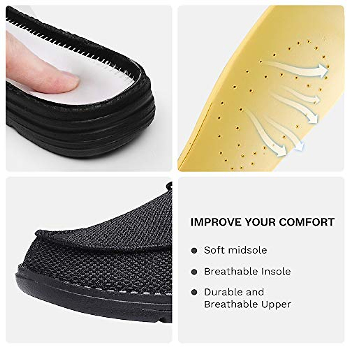 Bruno Marc Men's Breeze Slip-on Stretch Loafers Casual Shoes Lightweight Comfortable Boat Shoe 1.0,Black,Size 10 US