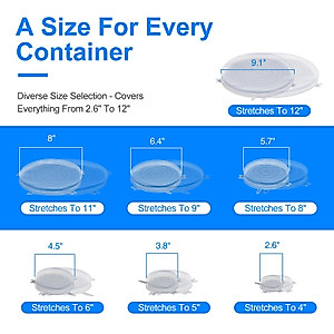 Aokinle Reusable Premium Silicone Stretch Lids for Food Storage,14 Packs With 7 Different Sizes, 100% Food Grade Silicone Microwave Cover,Silicone Covers For Bowls, Cans, and Round Container