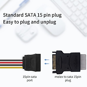 Duttek SATA Male to molex Female Adapter, SATA to LP4, molex to SATA Power Adapter,15Pin SATA Male to 4 Pin IDE Female Adapter Connector Apply to Connector for Hard Drives (2 Packs)